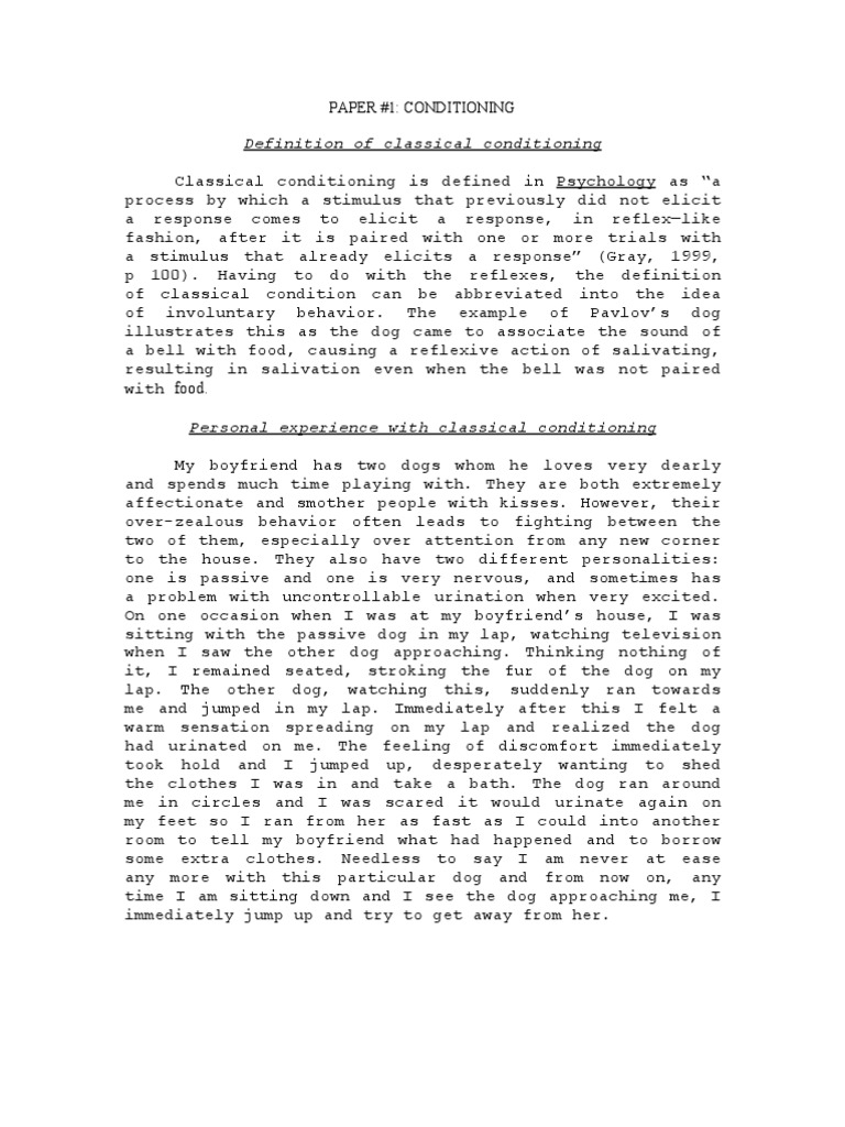 Classical Conditioning Paper | PDF | Classical Conditioning | Reinforcement