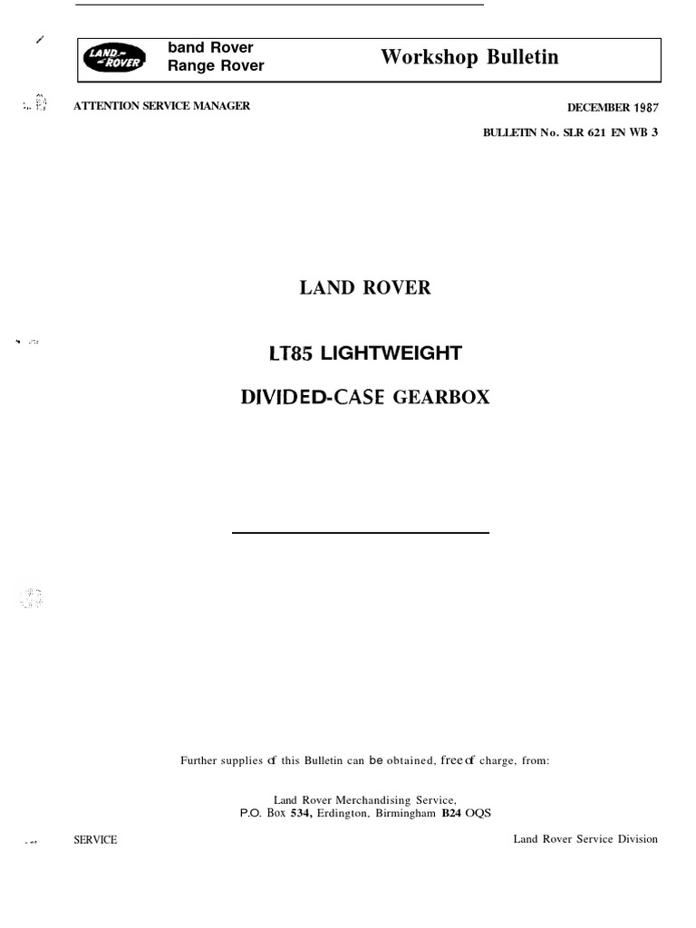LT85 Gearbox Maintenance Guide | PDF | Manual Transmission | Bearing ...