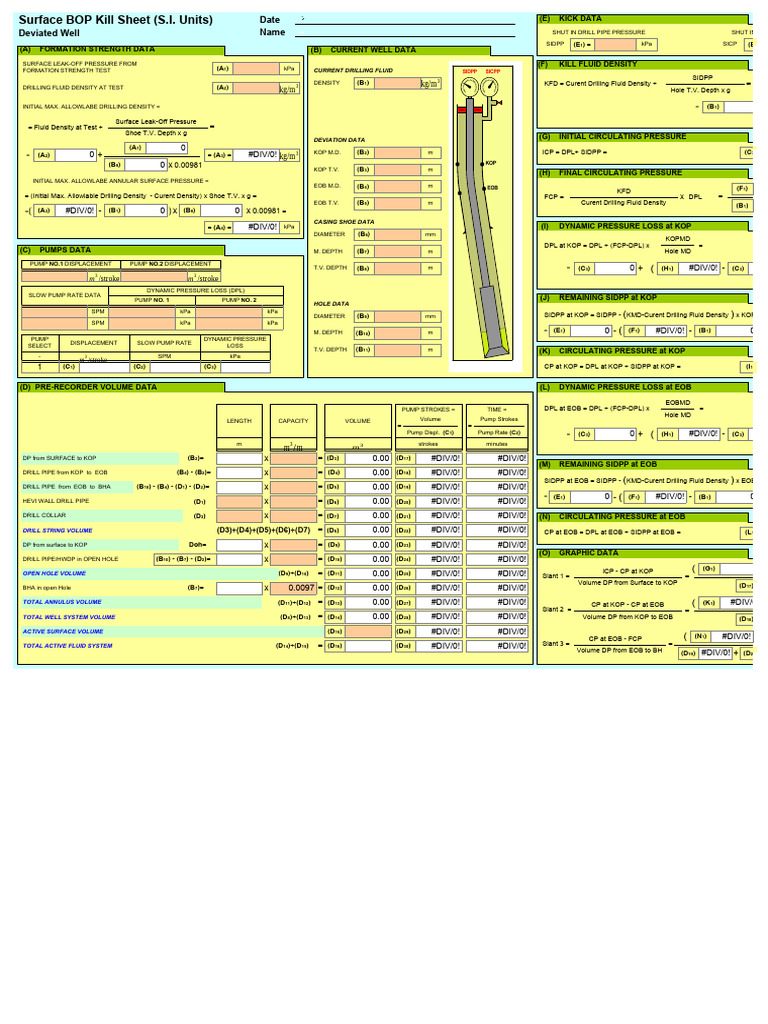 Surface BOP Kill Sheet Overview | PDF | Pressure | Pump