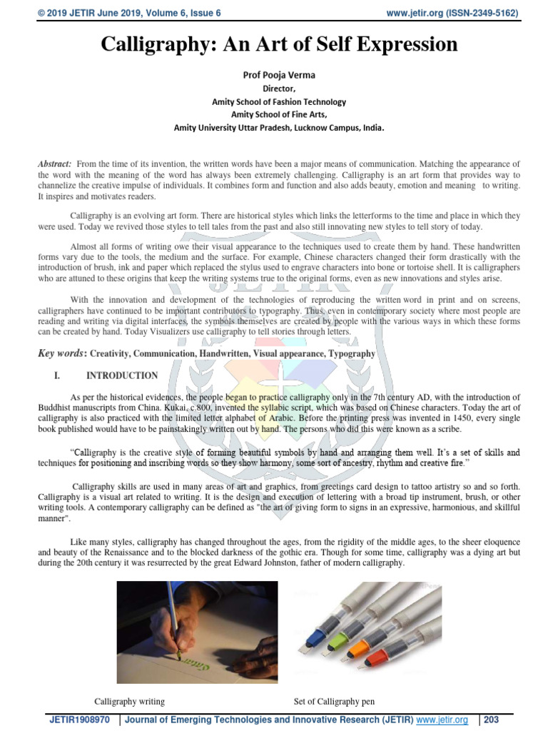 Calligraphy An Art of Self Expression, Prof Pooja Verma | PDF ...