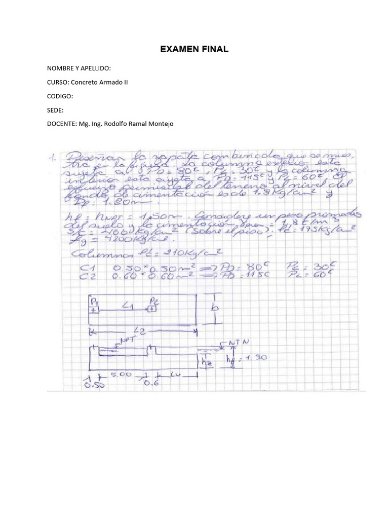 Examen Parcial Concreto Armado 2 | PDF