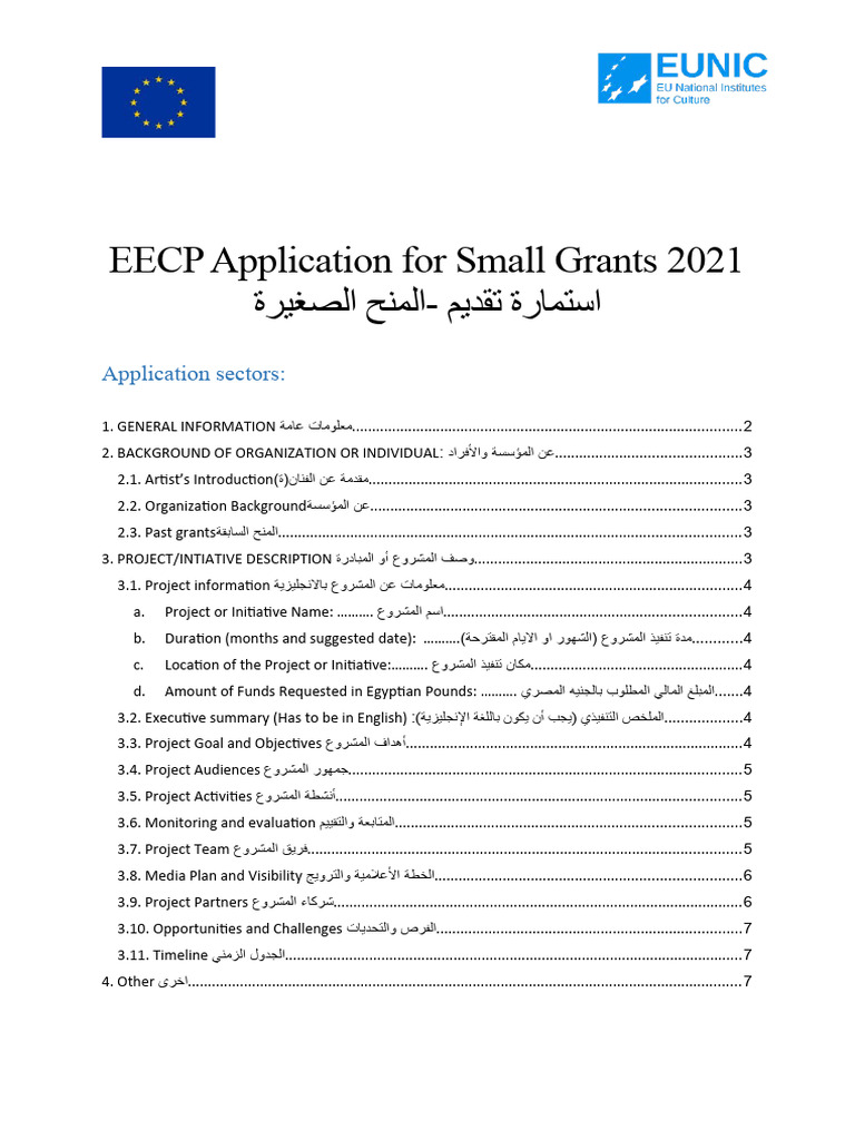 EECP Application For Small Grants 2021 EN - AR - Ahmed | PDF