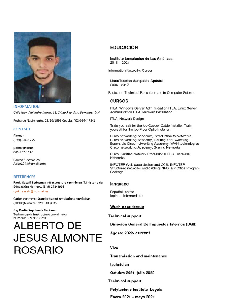 Alberto Almonte CV Ingles | PDF | Service Industries | Information And ...