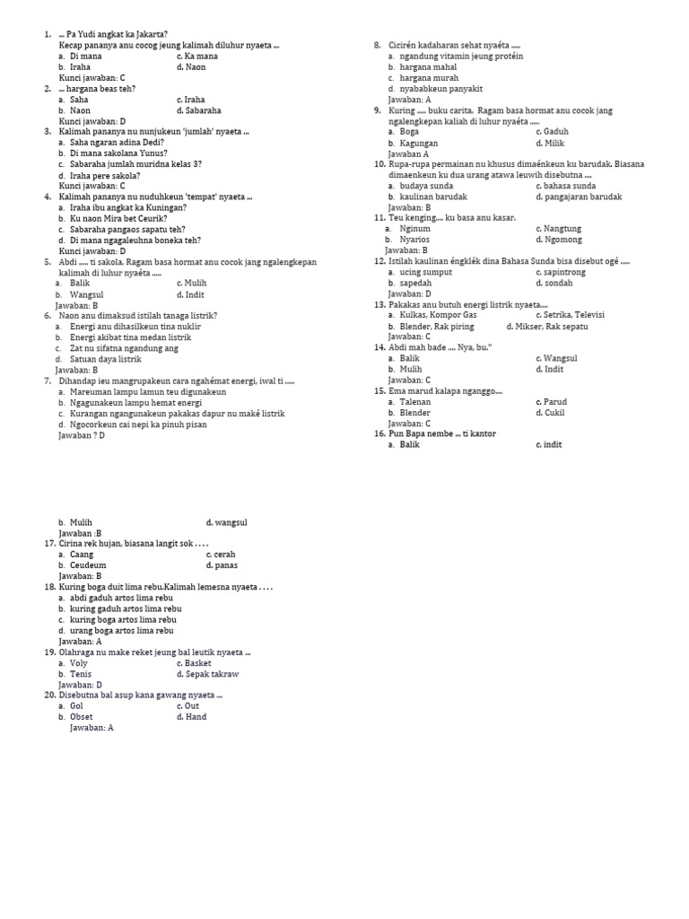 Soal PTS Sunda SMT 2 K.3 | PDF