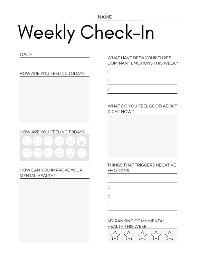 White Weekly Check in Journal | PDF | Self-Improvement