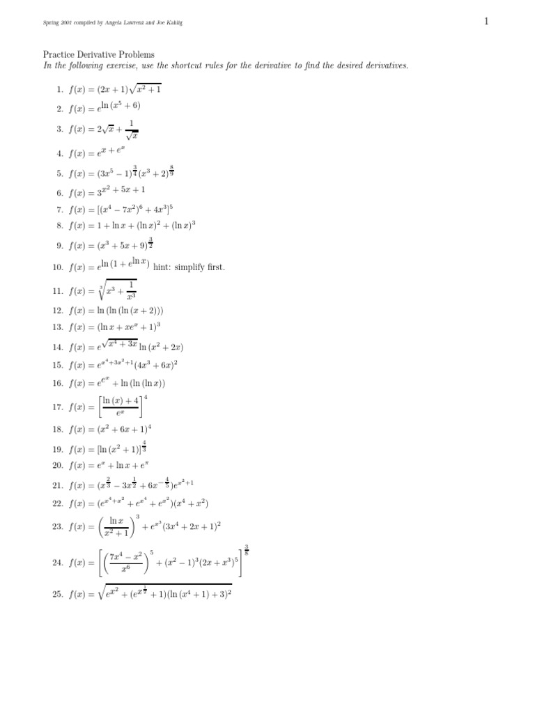 Derivatives Practice Problems | PDF