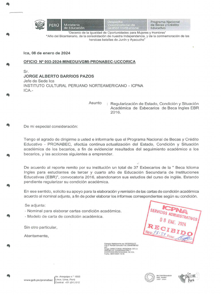 Oficio Icpna02887920240327130450 | PDF