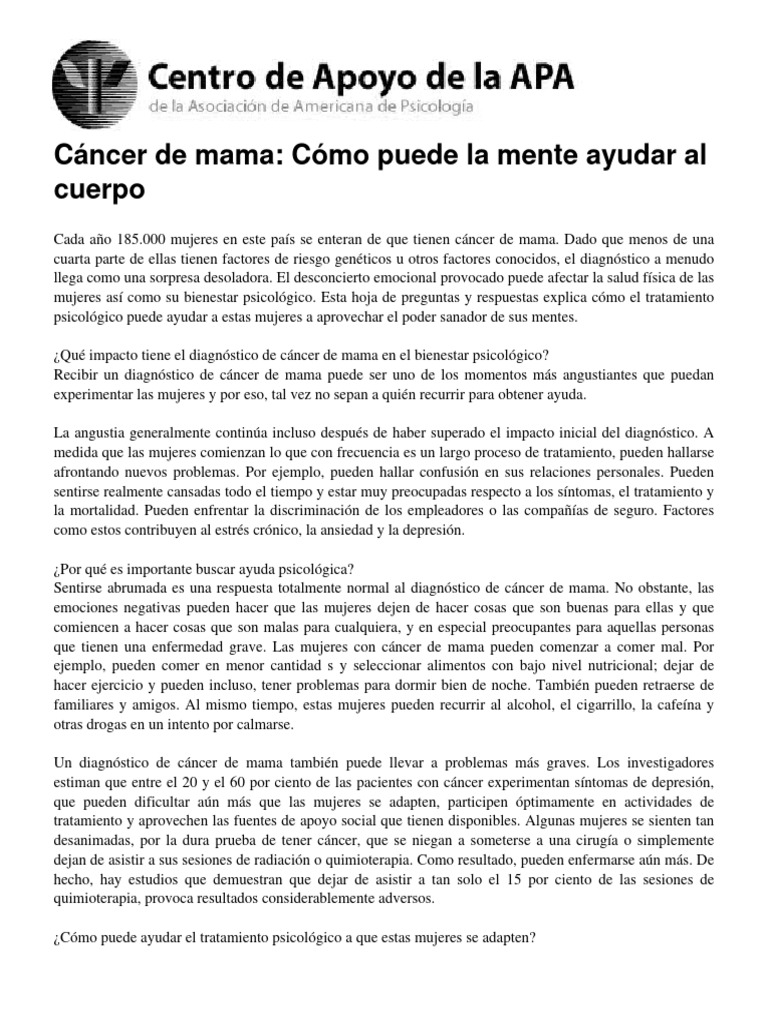 APA Cáncer de Mama | PDF | Cáncer | Sicología