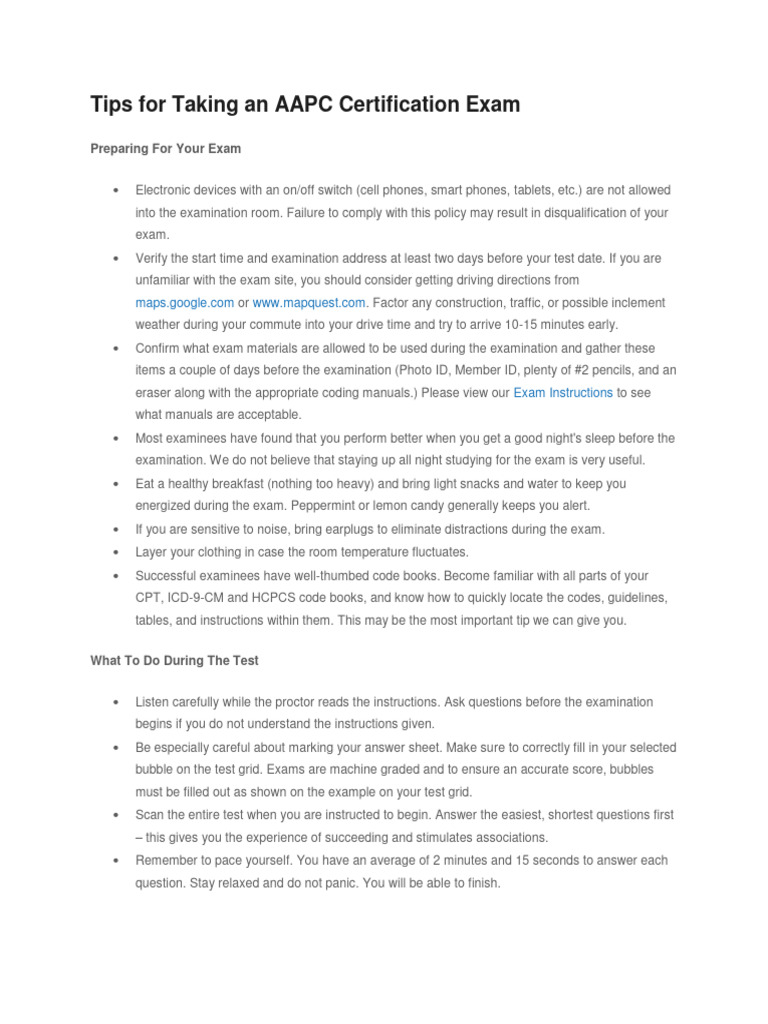 AAPC - Tips For Taking An AAPC Certification Exam | PDF