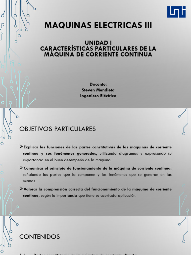 Maquinas Electricas Iii: Unidad I Características Particulares de La Máquina de Corriente ...