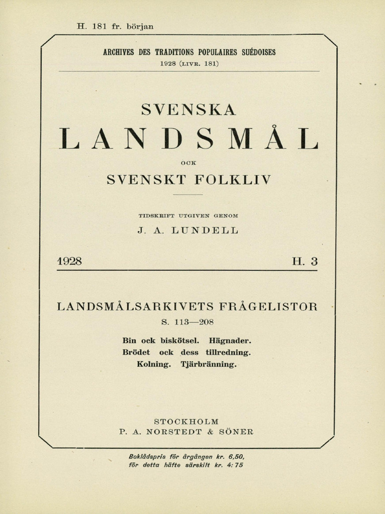 Svenska Landsmål Och Svenskt Folkliv - 1928 - 3 - h181 | PDF