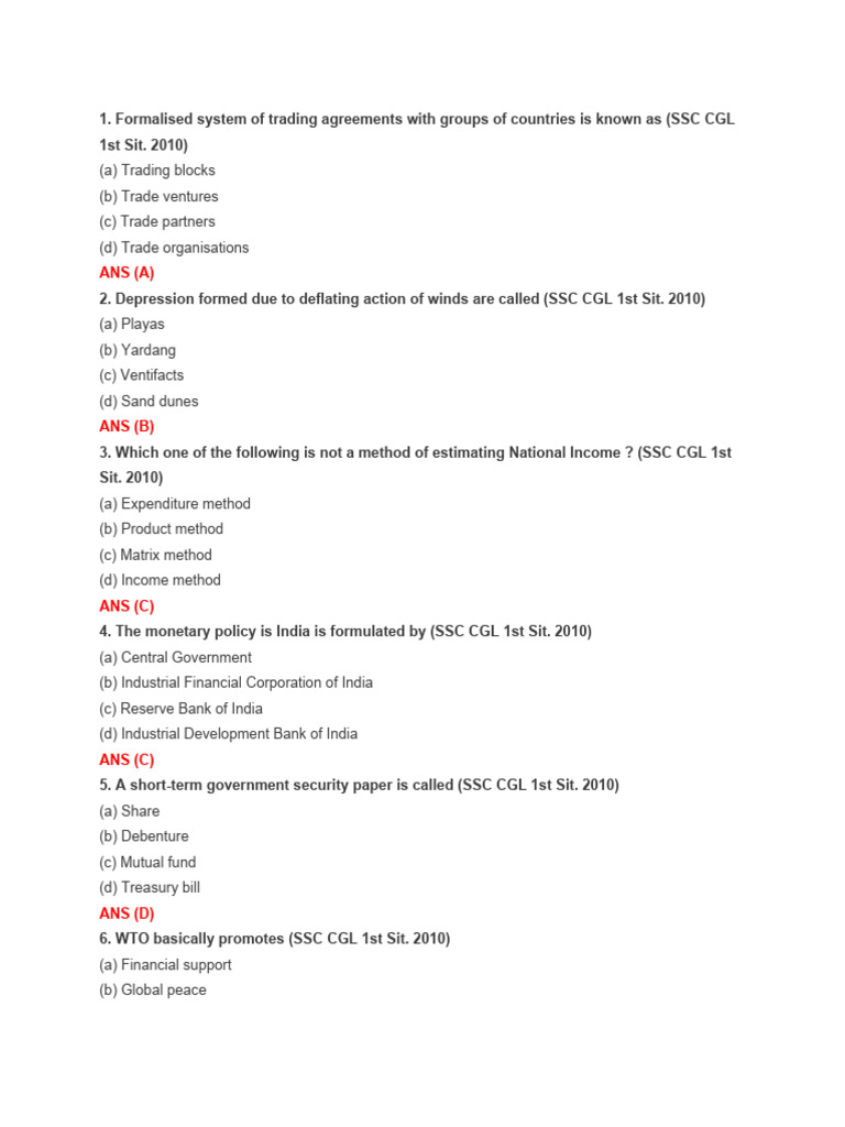 Economics PPR SSC | PDF | Chemical Substances | Economics