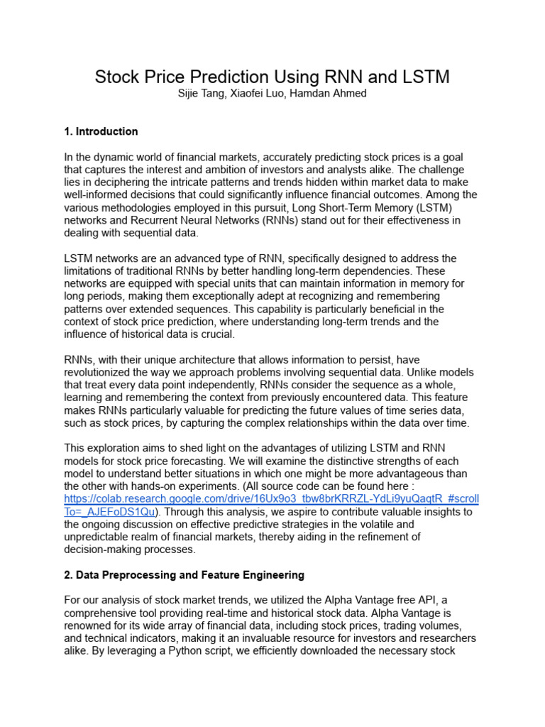 Stock Price Prediction | PDF | Mean Squared Error | Artificial Neural Network