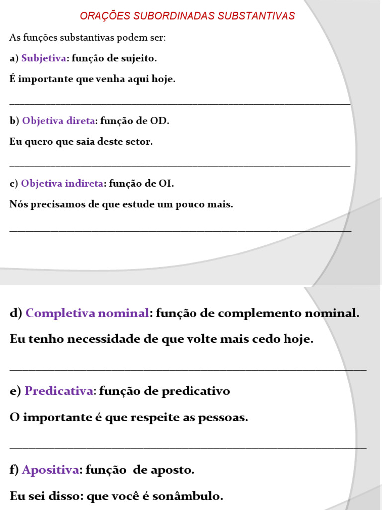 8º Ano - Orac - Subos.subst - cad7SITE | PDF | Assunto (gramática) | Sintaxe