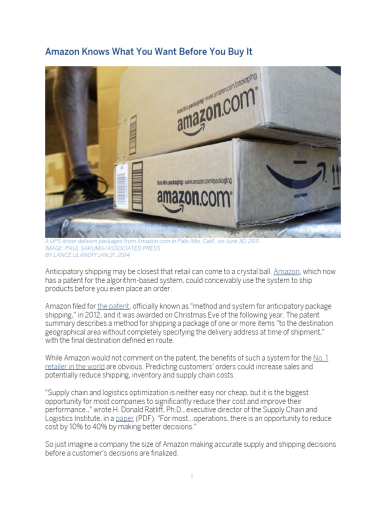 Amazon | PDF | Logistics | Retail