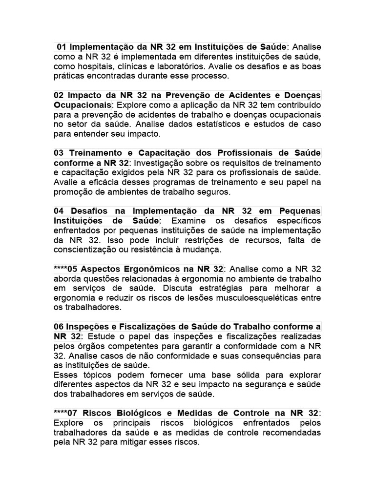NR 32: Segurança e Saúde no Trabalho | PDF | Desenvolvimento ...