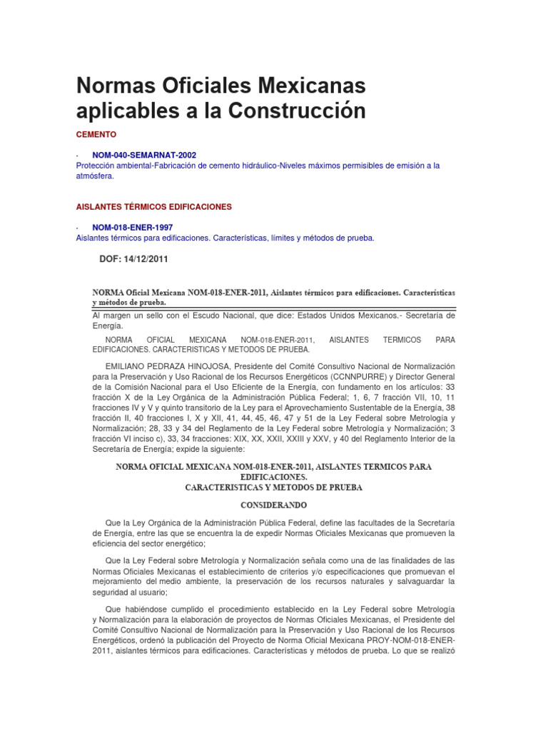 Normas Oficiales Mexicanas Aplicables A | PDF | Calidad (comercial) | México