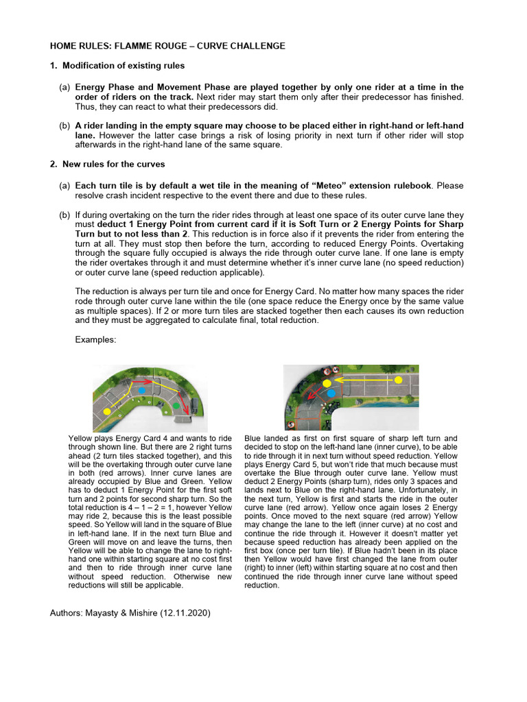 Flamme Rouge Curve Challenge Home Rules EN | PDF