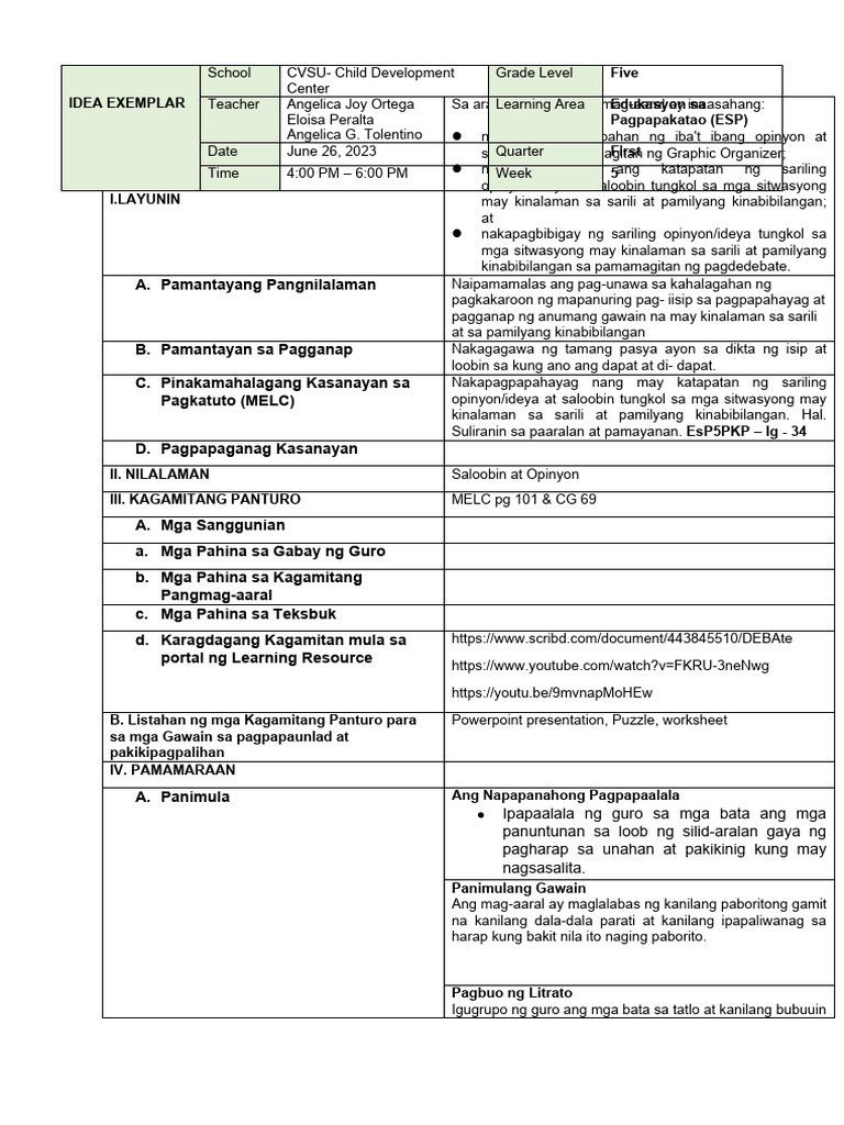 Idea Exemplar Esp 1 | PDF