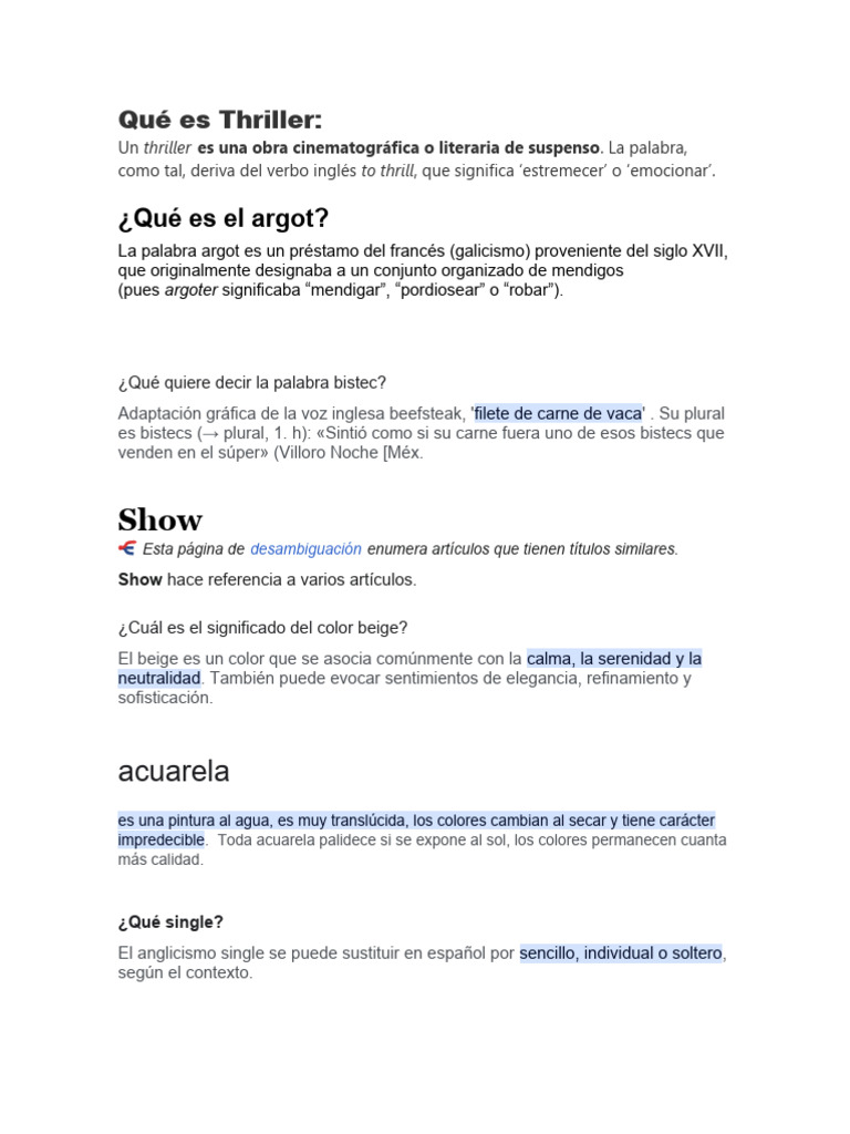 Palabras Desconocidas | PDF | jamón