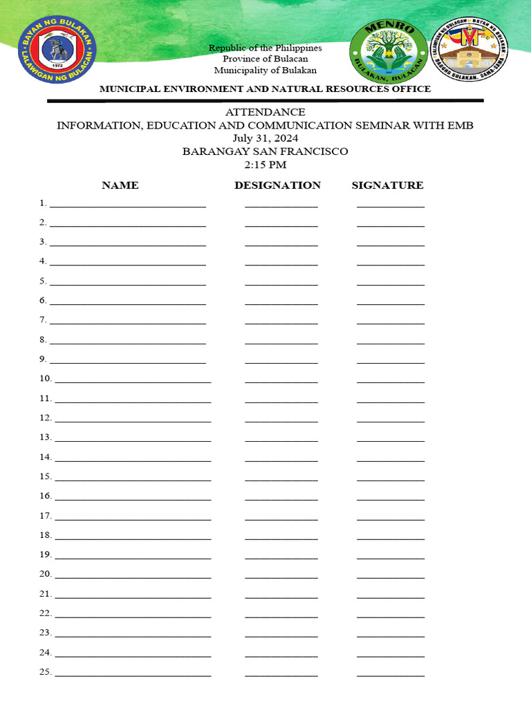 Attendance (Menro) | PDF