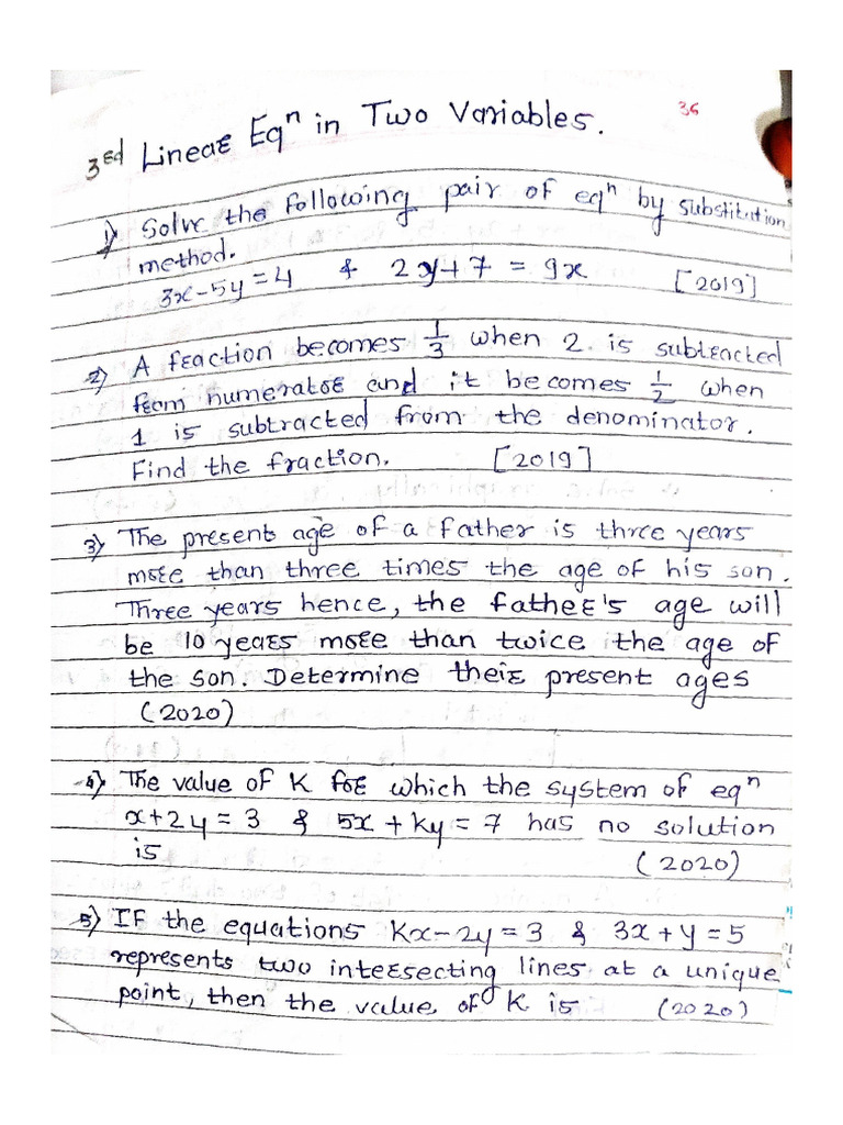 Extra Questns of Class 10th (Linear Equation in Two Variables) | PDF