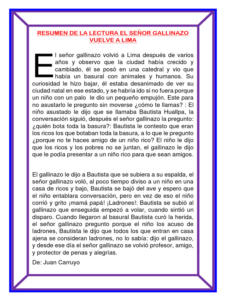 El Señor Gallinazo Regresa a Lima | PDF