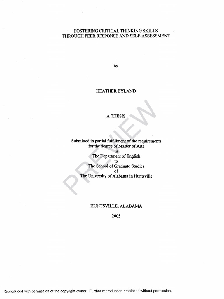 Fostering Critical Thinking Skills Through Peer Response and Self ...