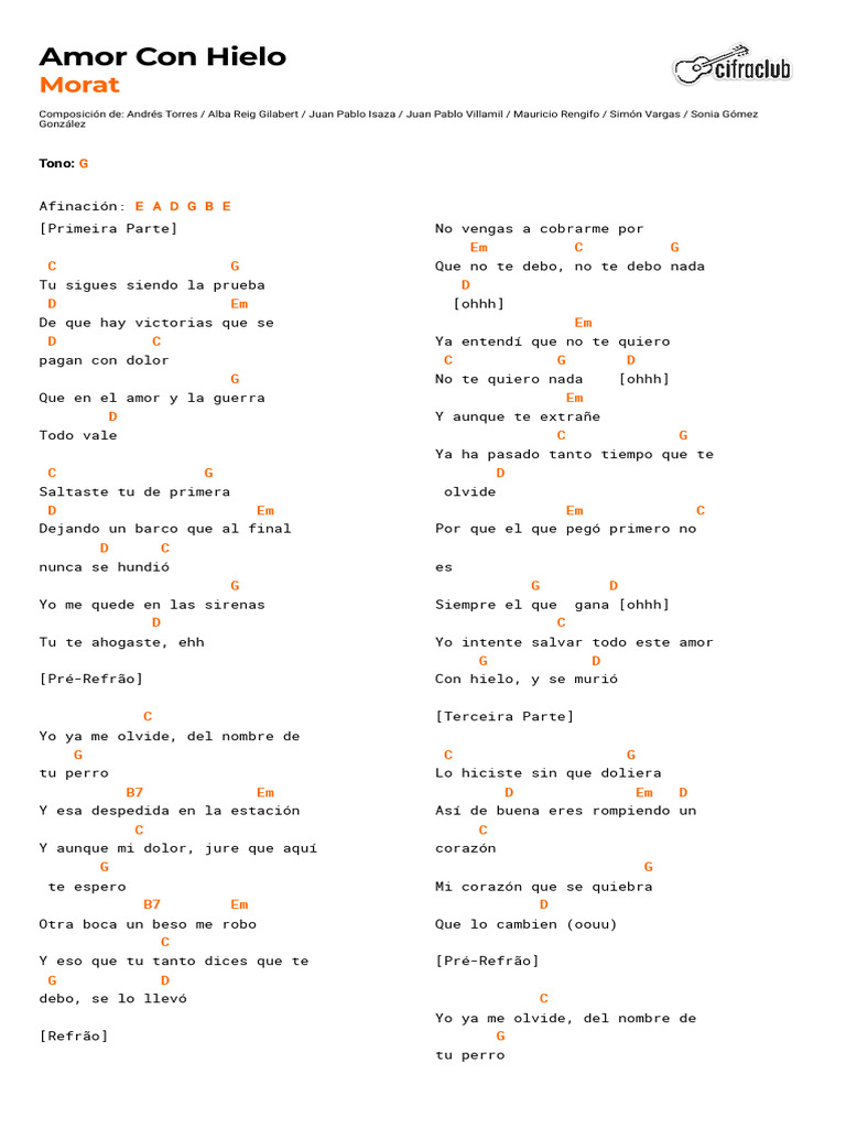 Cifra Club - Morat - Amor Con Hielo | PDF