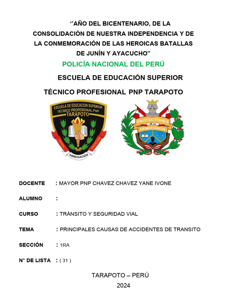 Principales Causas De Accidentes De Tránsito Pdf Tráfico