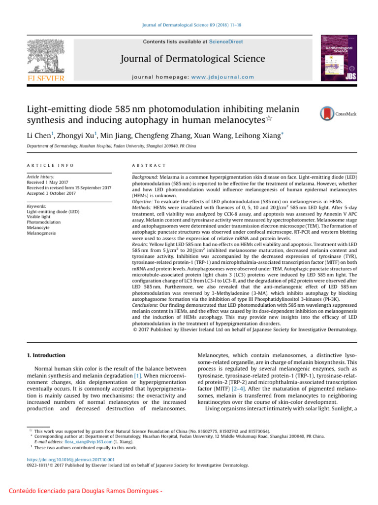 Journal of Dermatological Science: Li Chen, Zhongyi Xu, Min Jiang ...