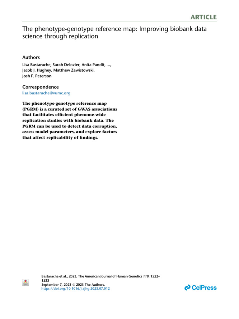 The Phenotype-Genotype Reference Map - Improving Biobank Data | PDF ...
