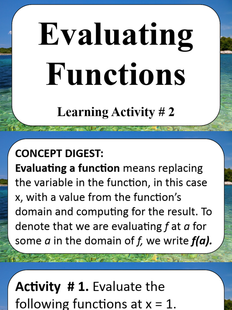 Gen Math LA No.1.2 - Evaluating Functions | PDF