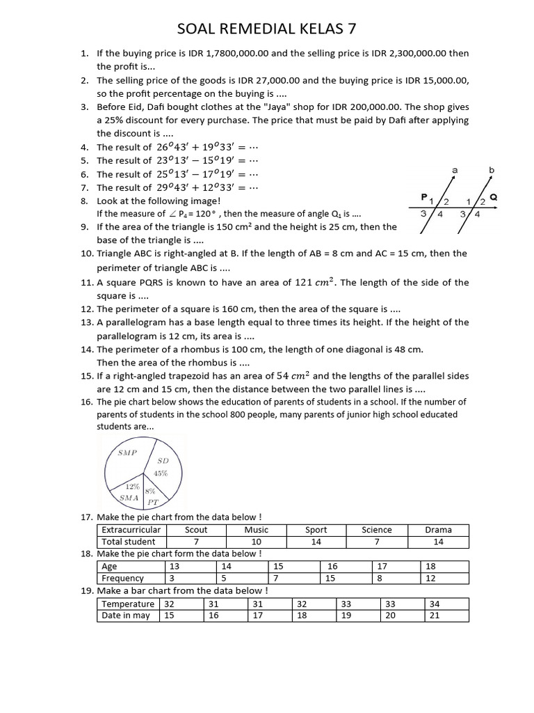 Soal Remedial Asat Kelas 7 2024 | PDF | Sports & Recreation | Teaching Methods & Materials