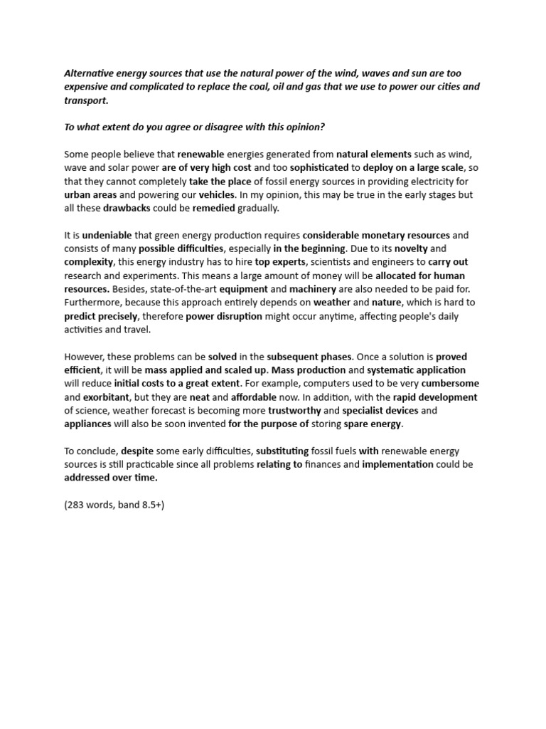 Wri - Sample - Alternative Energy Sources | PDF