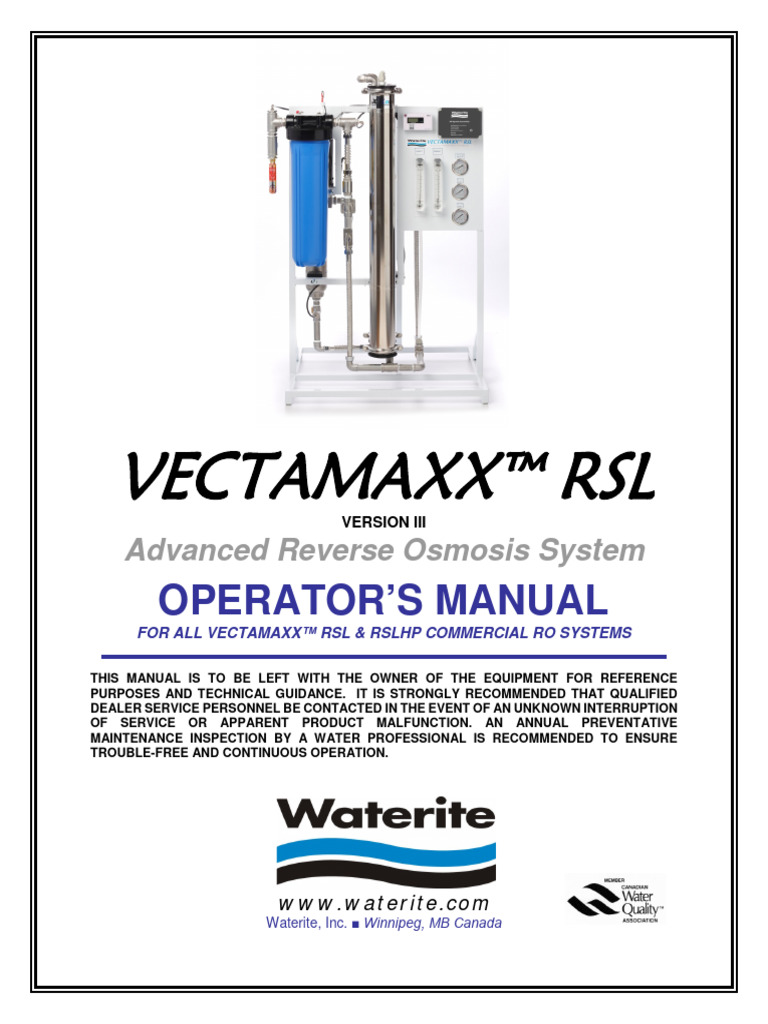 Waterite Vectamaxx RSL r6 User Guide | PDF | Membrane | Water