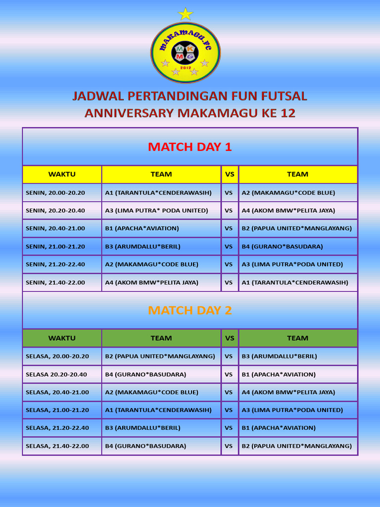 Futsal Match Day Schedule | PDF