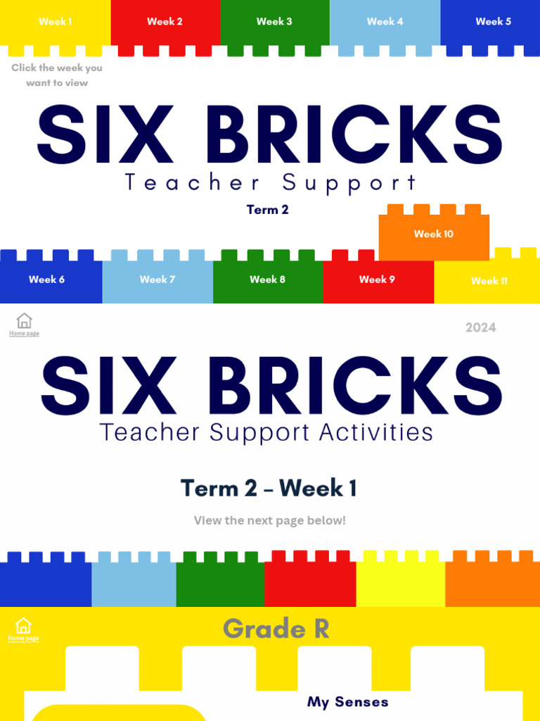 Six Bricks - Term 2 - Weekly Support Activities | PDF