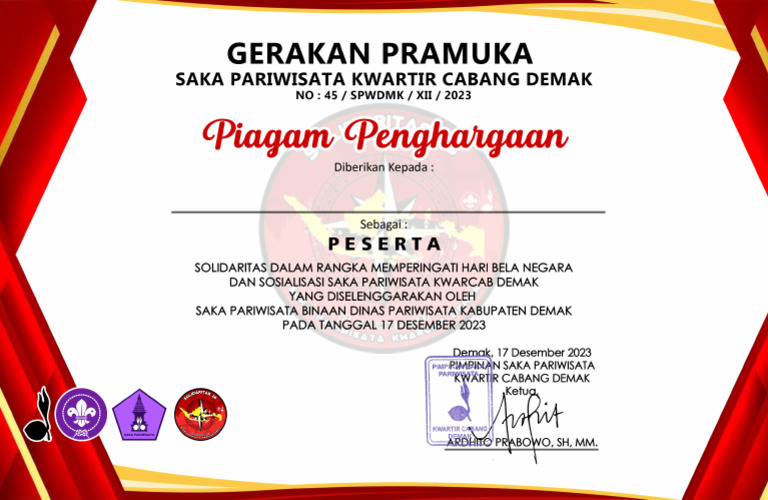 Piagam Pramuka 2023 - Bela Negara | PDF