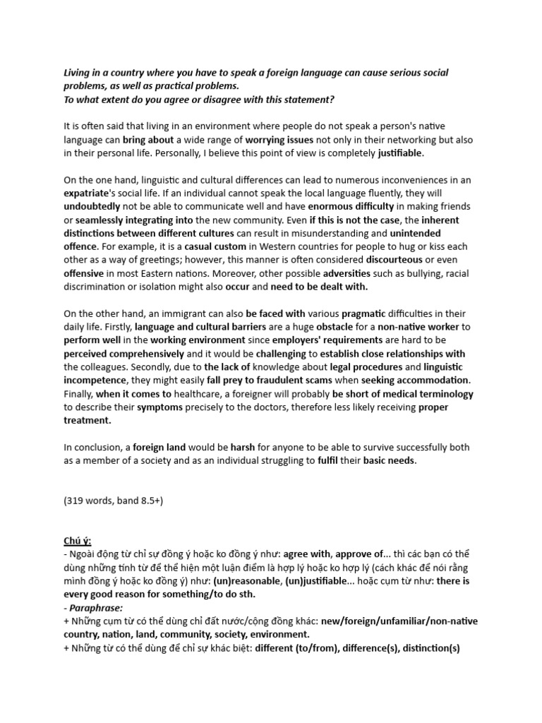 Wri - Sample - Living in A Foreign Country | PDF