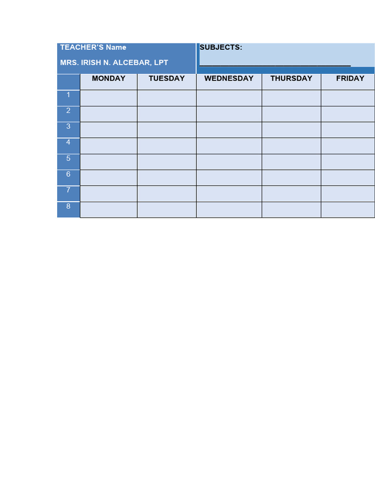 Teachers Class Sched Monday To Friday | PDF