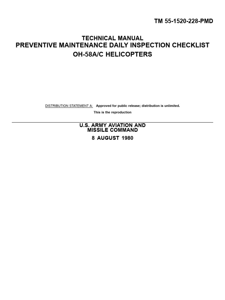 OH-58A/C Helicopter PM Checklist | PDF | Aviation