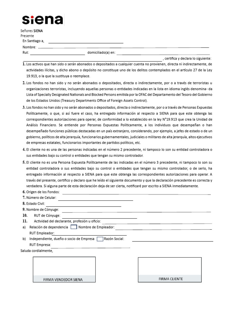 Formulario Declaración de Origen de Fondos | PDF | Gobierno