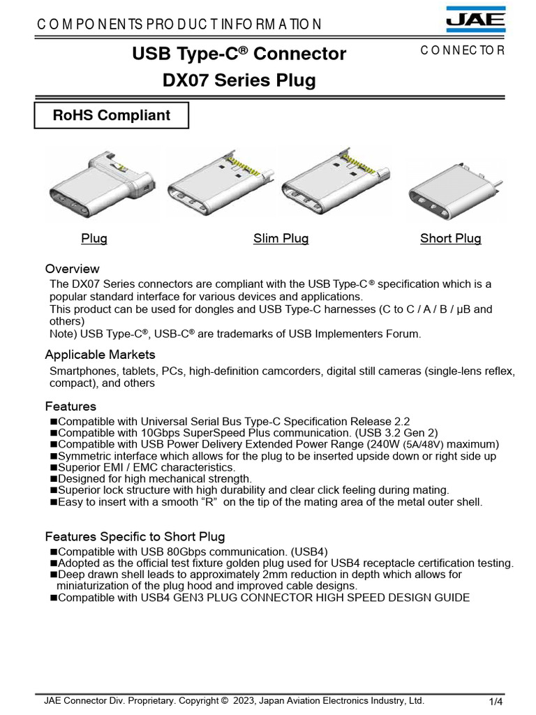 Mb-0301e DX07 Plug | PDF | Usb | Electrical Connector
