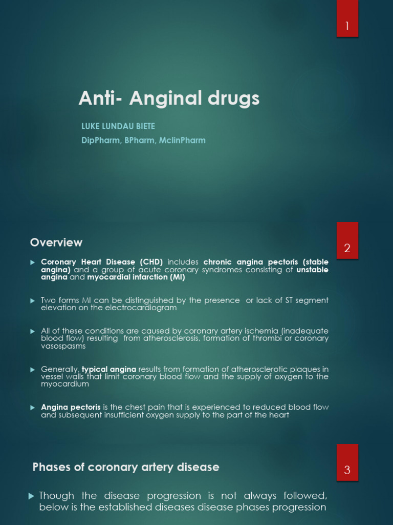 Anti Anginal Drugs | PDF | Myocardial Infarction | Coronary Artery Disease