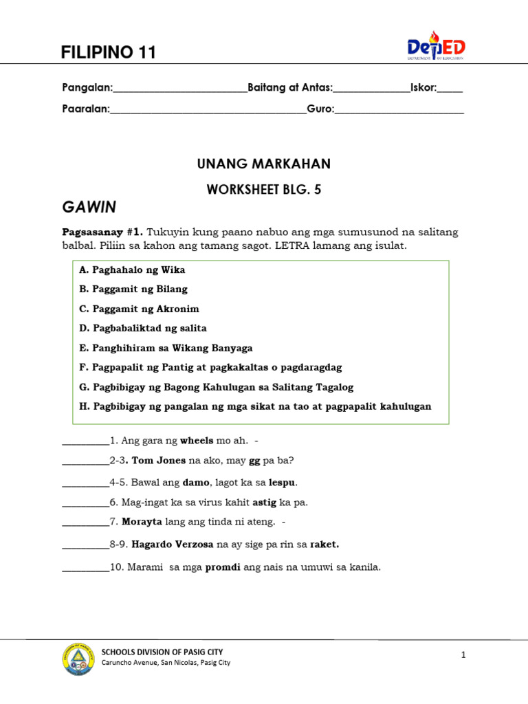 FIL11 Q1 W5 Komunikasyon | PDF