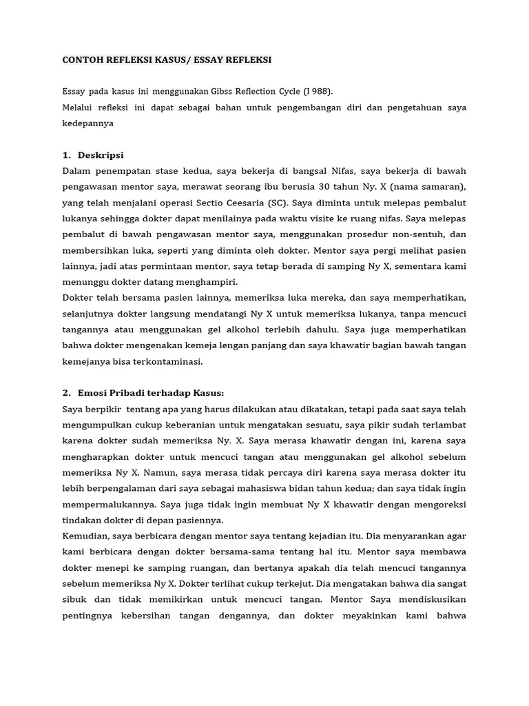 Contoh Refleksi Kasus Cuci Tangan | PDF