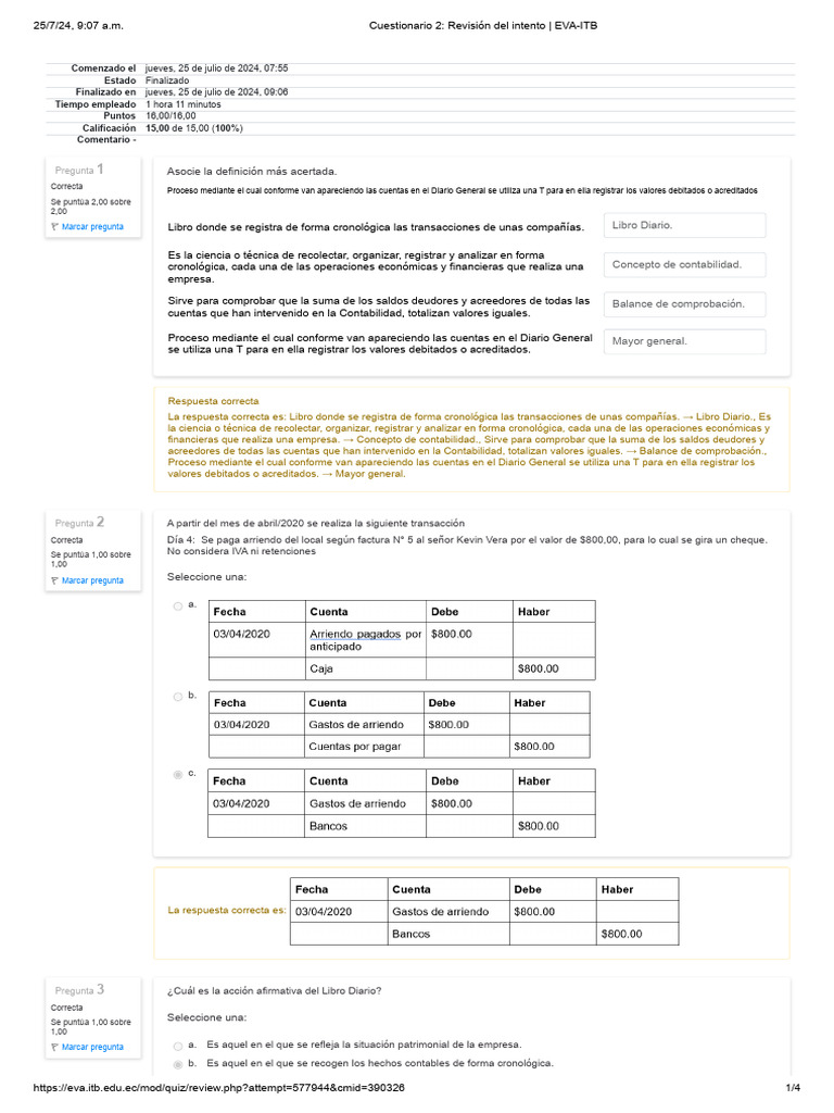 Cuestionario 2 - Revisión Del Intento - EVA-ITB | PDF | Contabilidad ...
