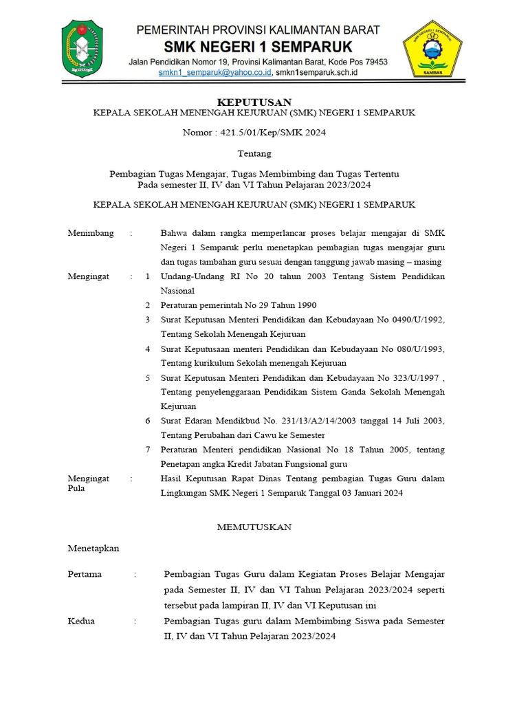 SK Mengajar 2022 2023 | PDF