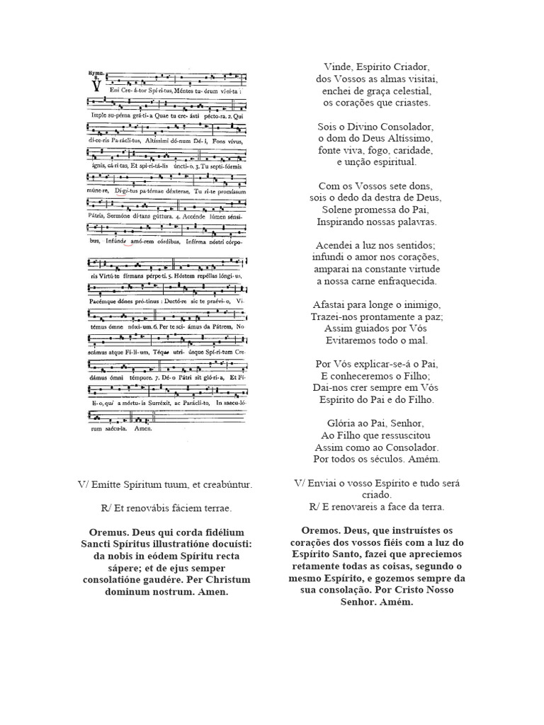 Veni Creator Spiritus | PDF | Presente espiritual | Conceitos de Deus
